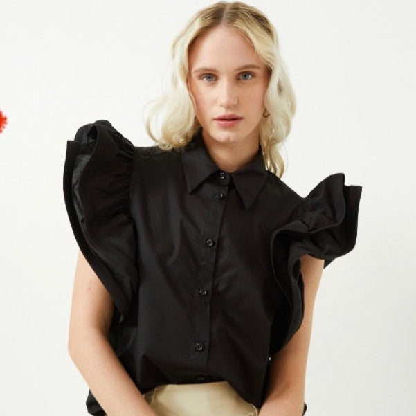 Black Ruffled Top | Eurockk.com